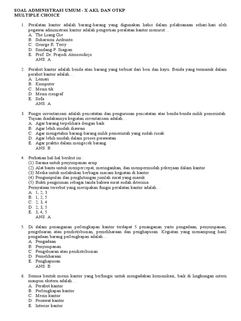 Adm. Umum X AKL-OTKP | PDF