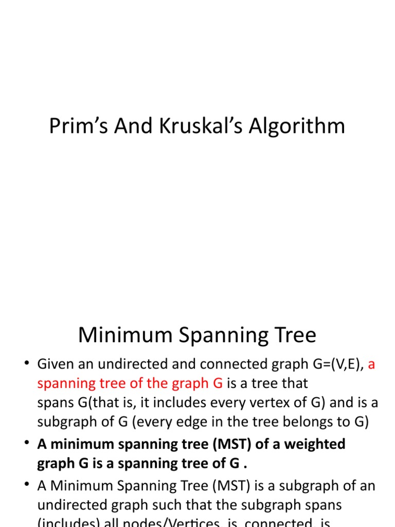 Prim's and Kruskal's Algorithm | PDF | Algorithms | Graph Theory