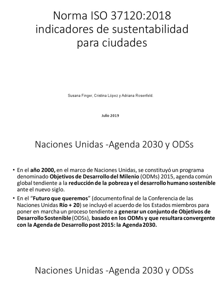 Presentacion ISO 37120 PDF | PDF | Sustentabilidad | Desarrollo sostenible