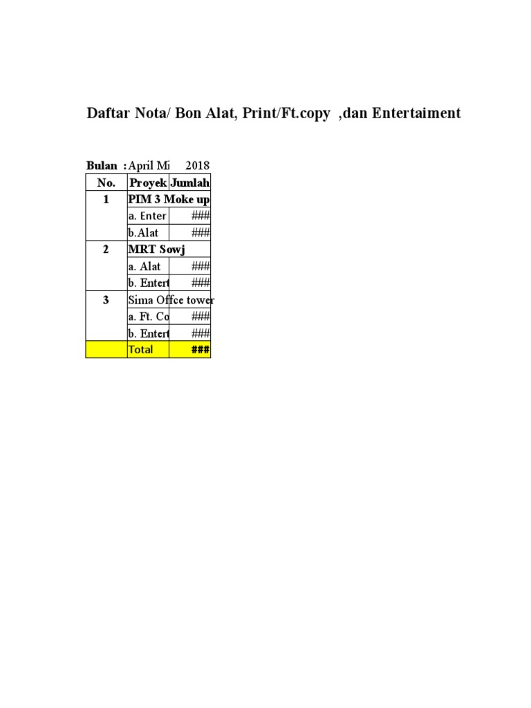 Contoh Bon Proyek | PDF | Seni