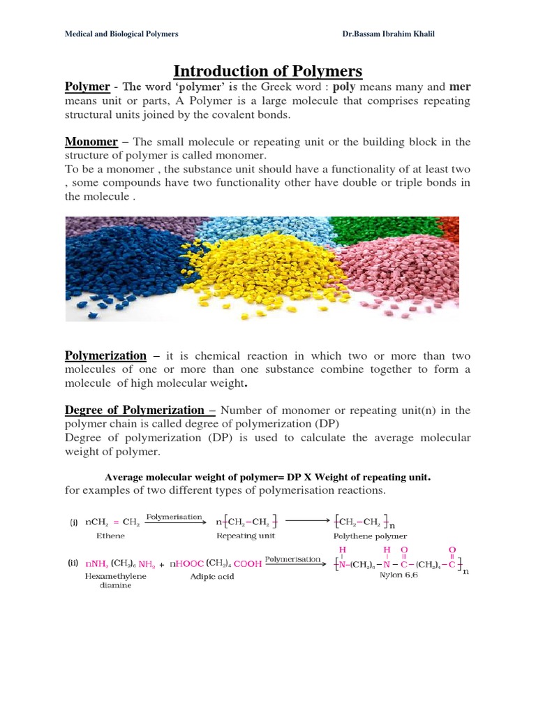 Introduction of Polymers: Polymer | PDF | Copolymer | Polymers