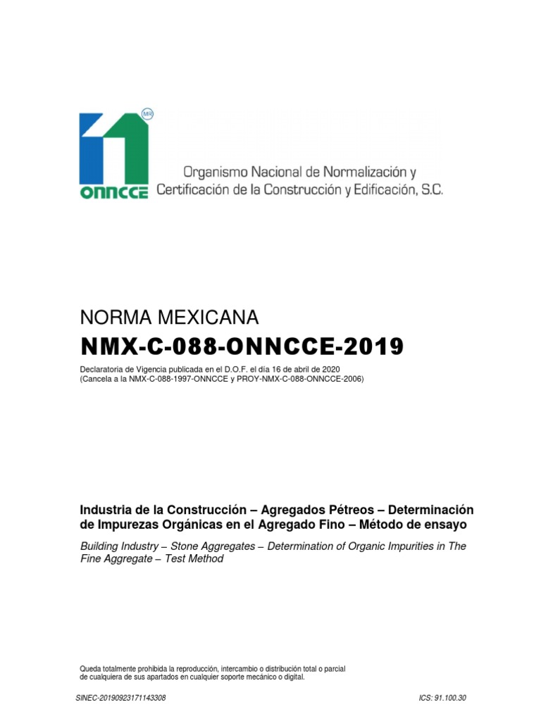 PDF) CATÁLOGO DE NORMAS MEXICANAS ONNCCE NMX-C-ONNCCE, 44% OFF