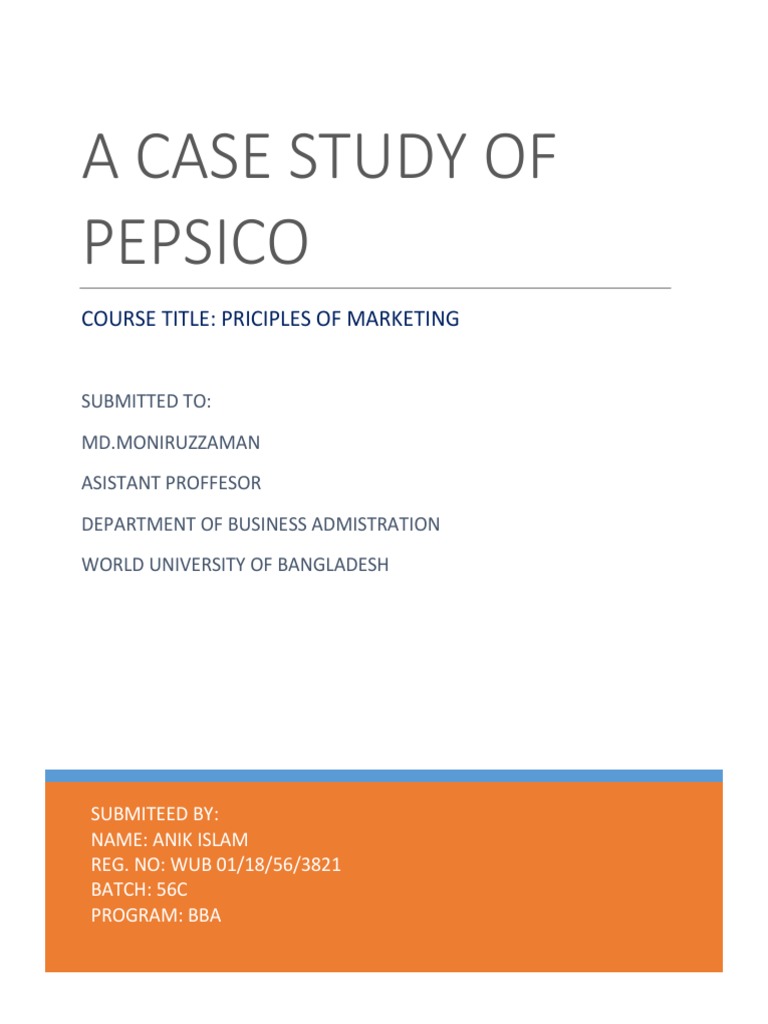 A Case Study Of Pepsico Pdf Pdf Pepsi Co Marketing Communications