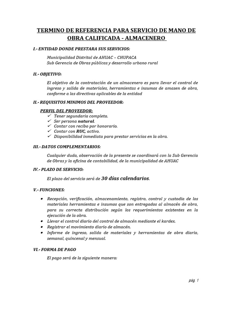 TDR Almacenero | PDF