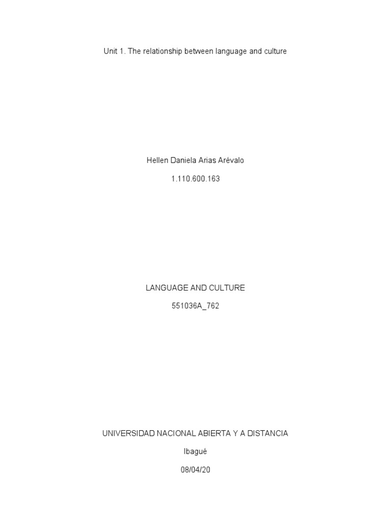 Unit 1. The Relationship Between Language and Culture | PDF | Affect ...