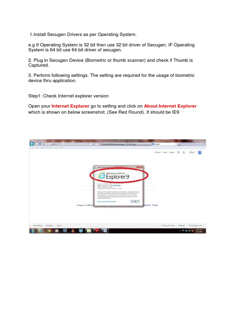 Internet Explorer About Internet Explorer: Go To Setting and Click On ...