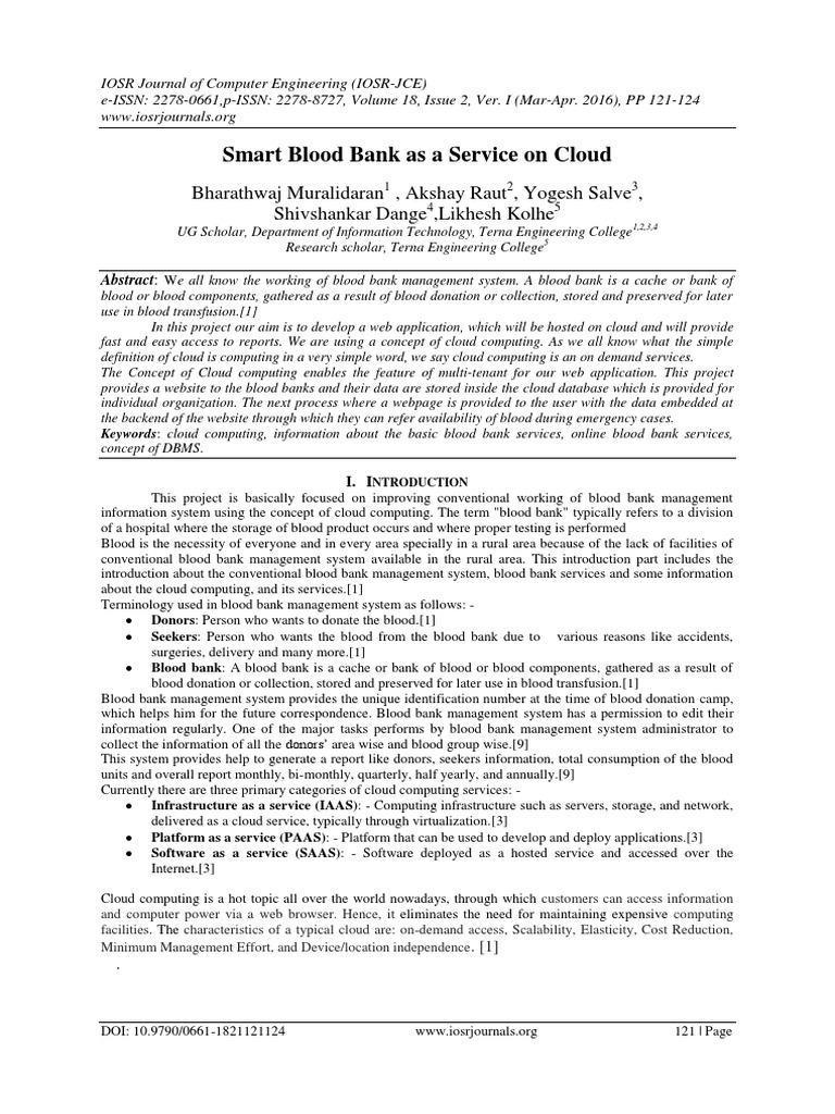 Cloud-Based Smart Blood Bank System | PDF | Cloud Computing | Software ...