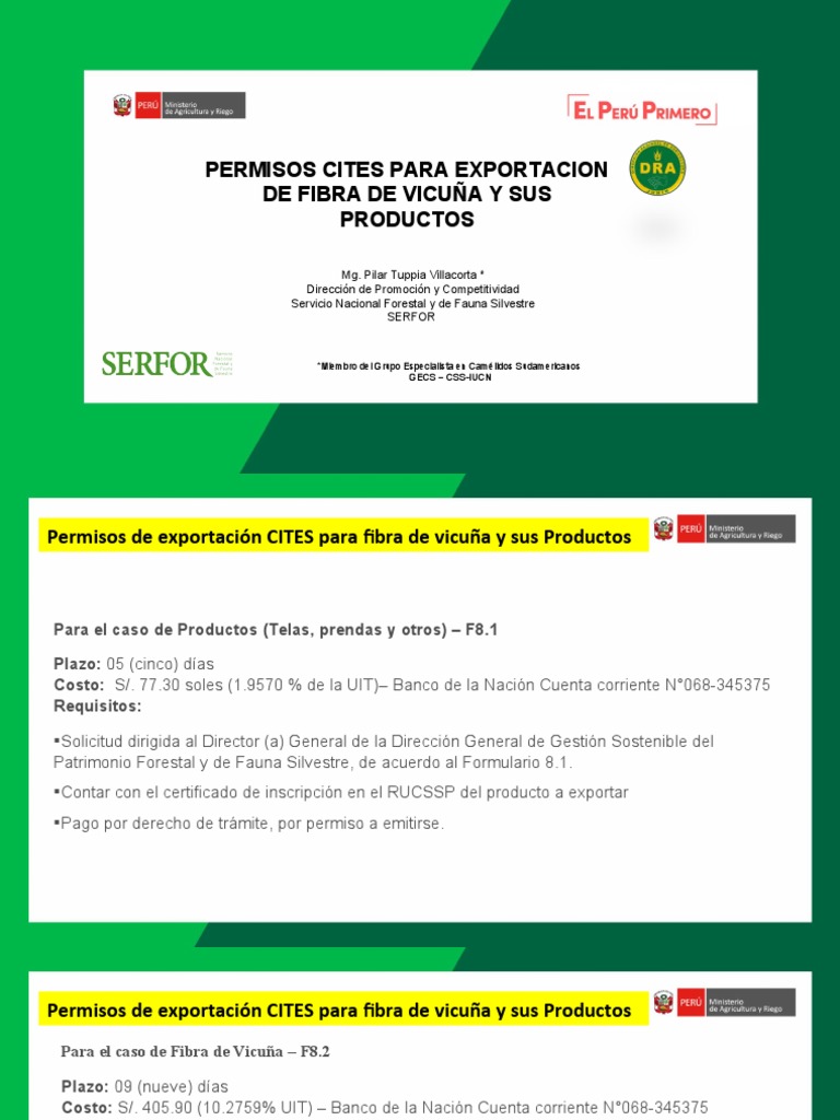 Permisos Cites para Exportacion de Fibra de Vicuña y Sus Productos ...