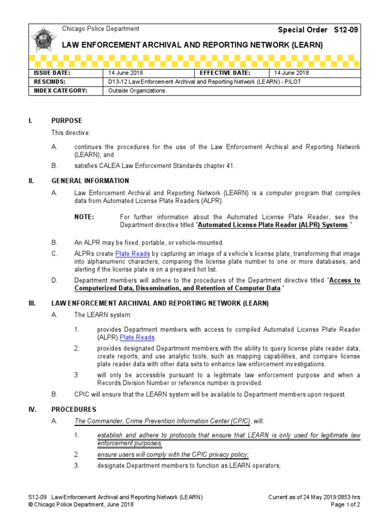 Chicago Police Department LEARN Directive (June 2018) | PDF | Data ...