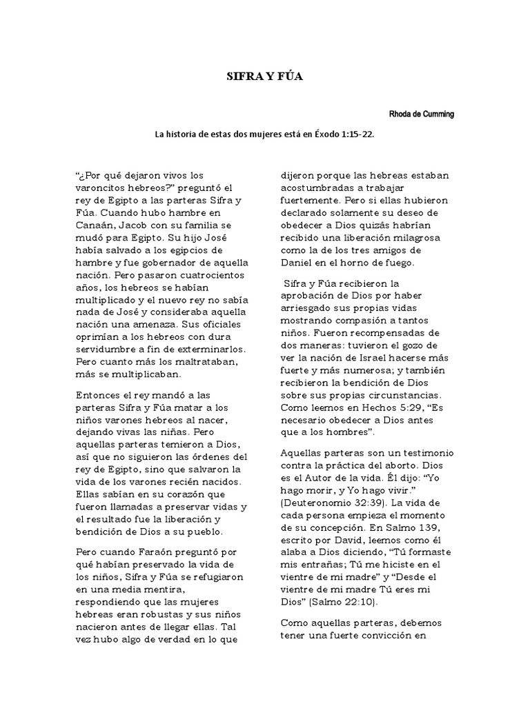 Sifra y Fúa: Parteras de la Vida | PDF | Libro del éxodo | Textos ...