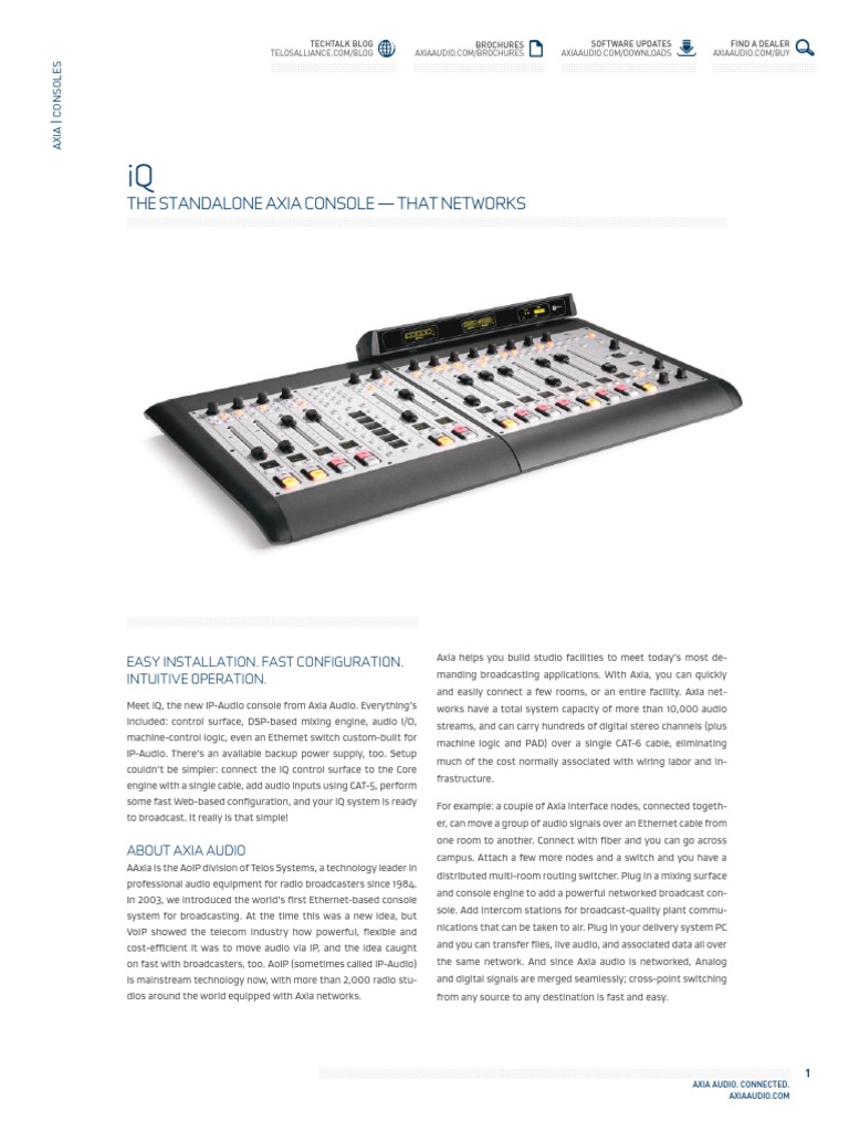 The Standalone Axia Console - That Networks: - Consoles | PDF ...