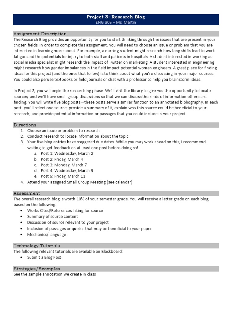 Research Blog Eng 305 | Download Free PDF | Blog | Behavior Modification