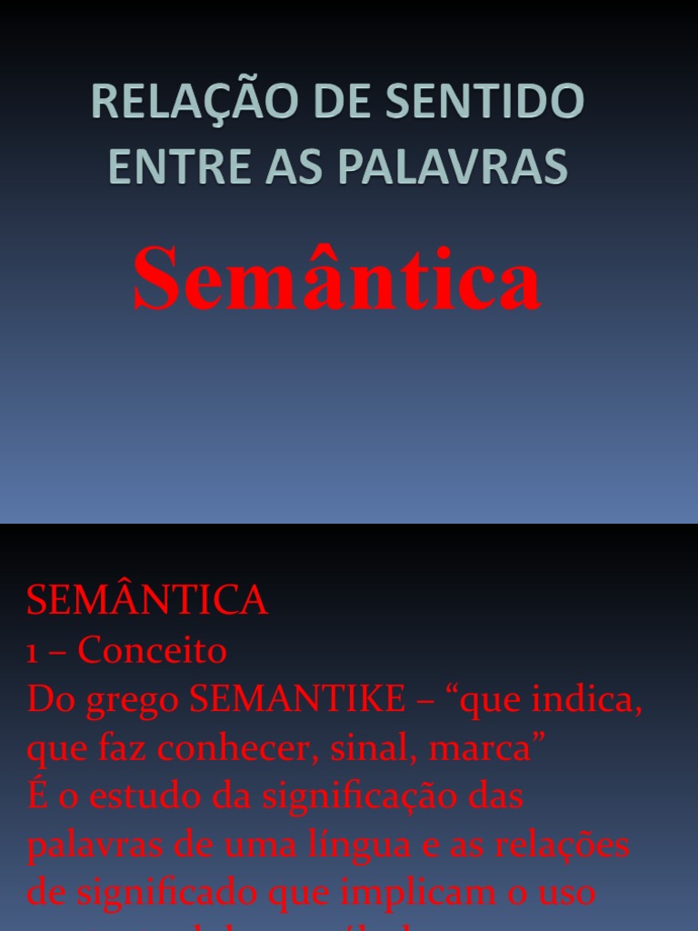 slide semântica | PDF | Semântica | Palavra