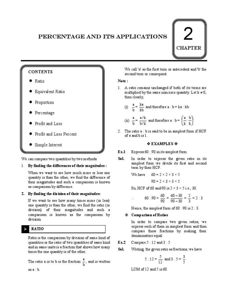 Percentage and Its Applications | PDF | Percentage | Fraction (Mathematics)