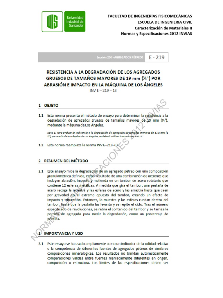 Norma INVIAS 219-12 PDF | PDF