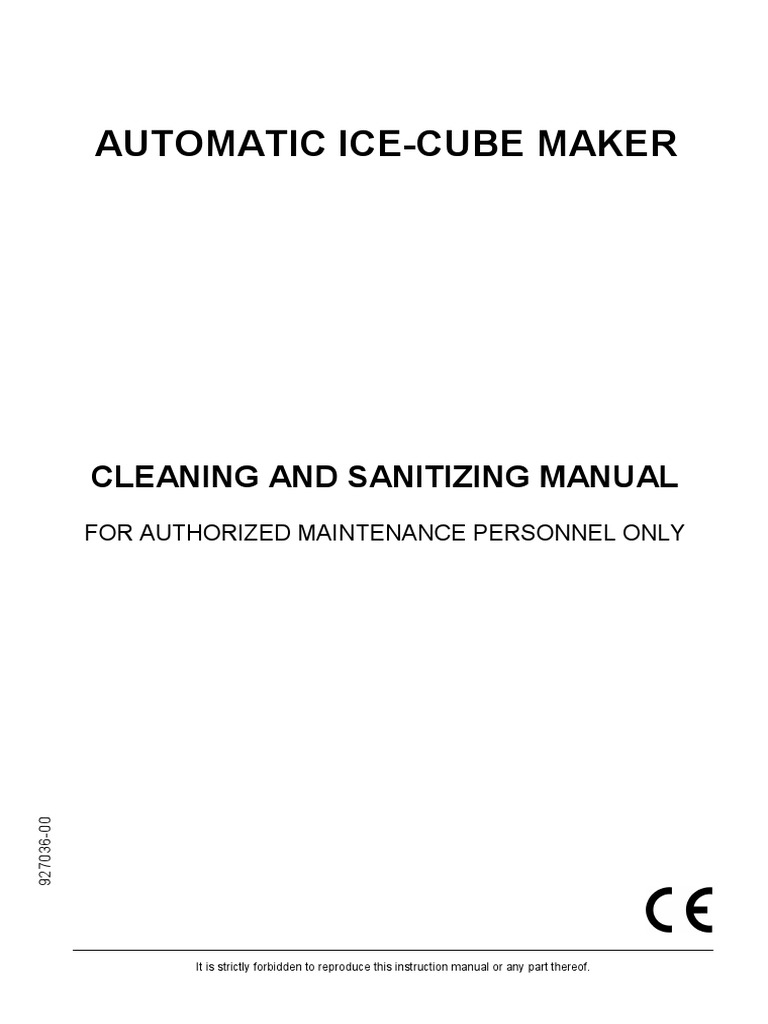 Automatic Ice-Cube Maker: Cleaning and Sanitizing Manual | PDF | Water ...