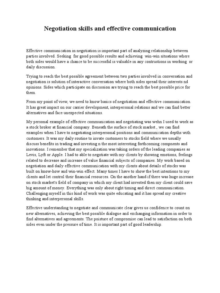 Effective Communication in Negotiation | PDF | Interpersonal ...