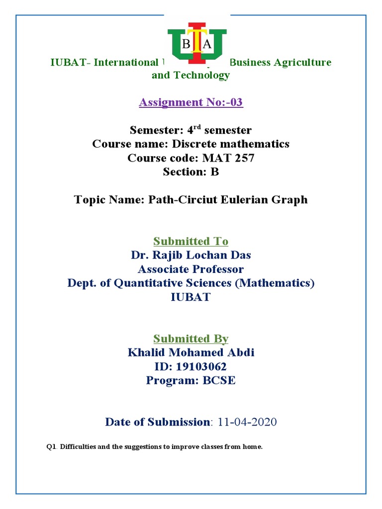 Semester: 4 Semester Course Name: Discrete Mathematics Course Code: MAT ...