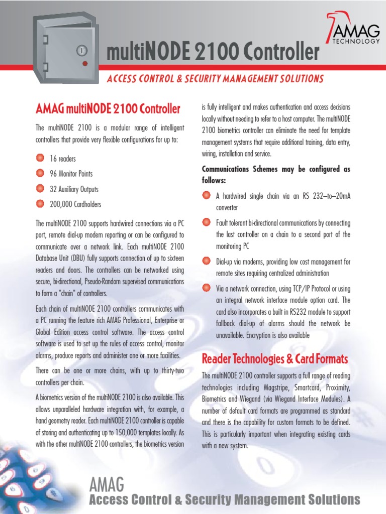 Amag Multinode 2100 Controller | PDF | Access Control | Computer Network