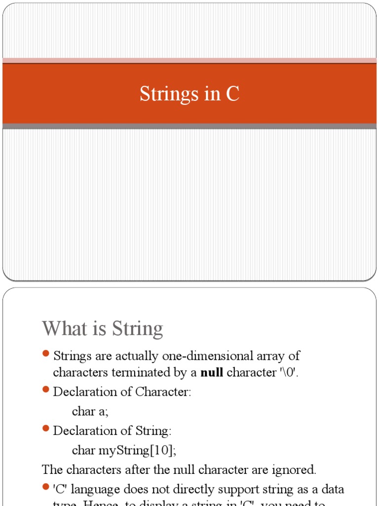 Strings in C | Download Free PDF | String (Computer Science) | Computer Programming