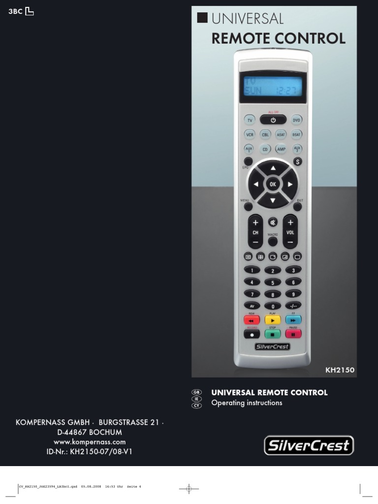 Silver Crest KH2150 en | PDF | Remote Control | Television