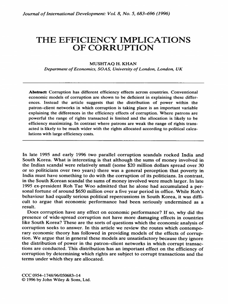 The Efficiency Implications of Corruption: Journal International ...