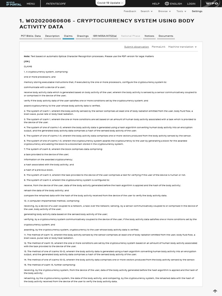 Cryptocurrency System Using Body Activity Data 3 of 6 | PDF ...