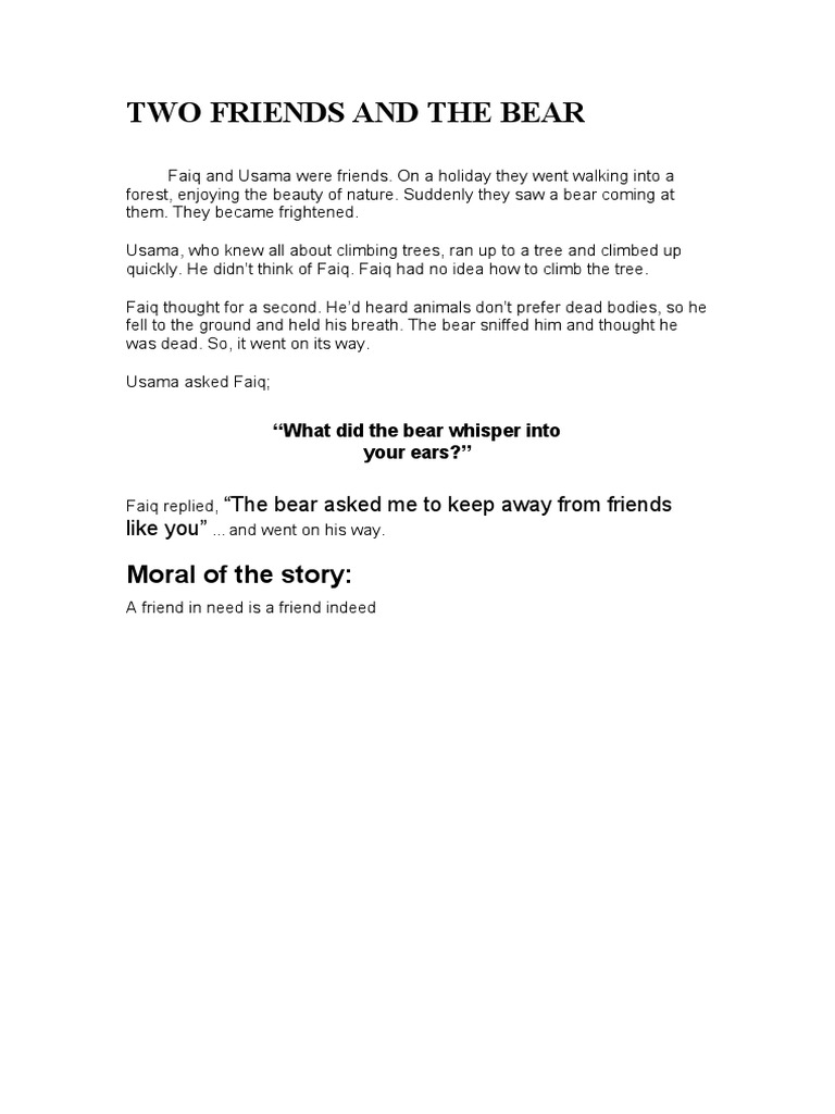 Two Friends and a Bear Story | PDF