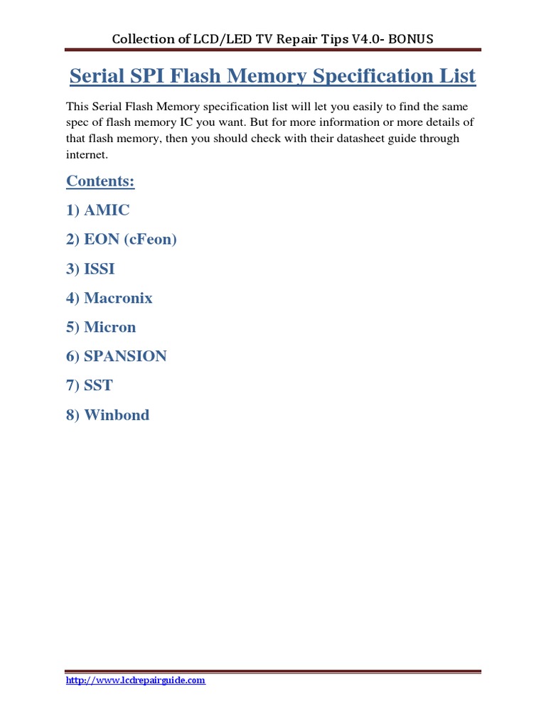 Flash Specification List PDF | PDF | Flash Memory | Input/Output