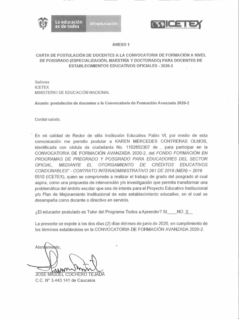 Carta Postulación de Rector | PDF
