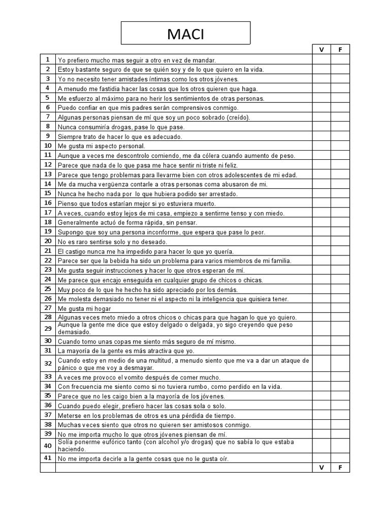 Protocolo Del Maci | PDF | Sicología