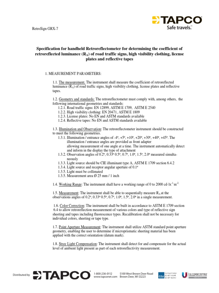 Retrosign GRX 7 Full Specifications Sheet | PDF | Calibration | Electronics