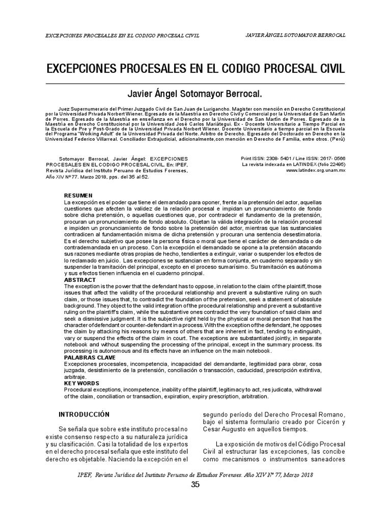 Excepciones Procesales PDF | PDF