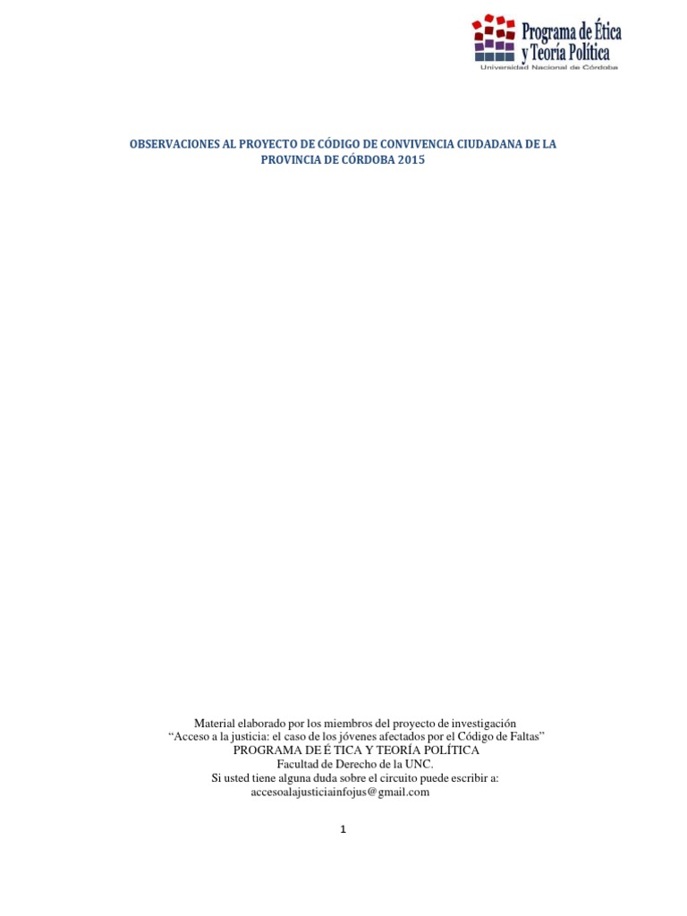 Observaciones Codigo de Convivencia Final | PDF | Convenio europeo de derechos humanos | Policía