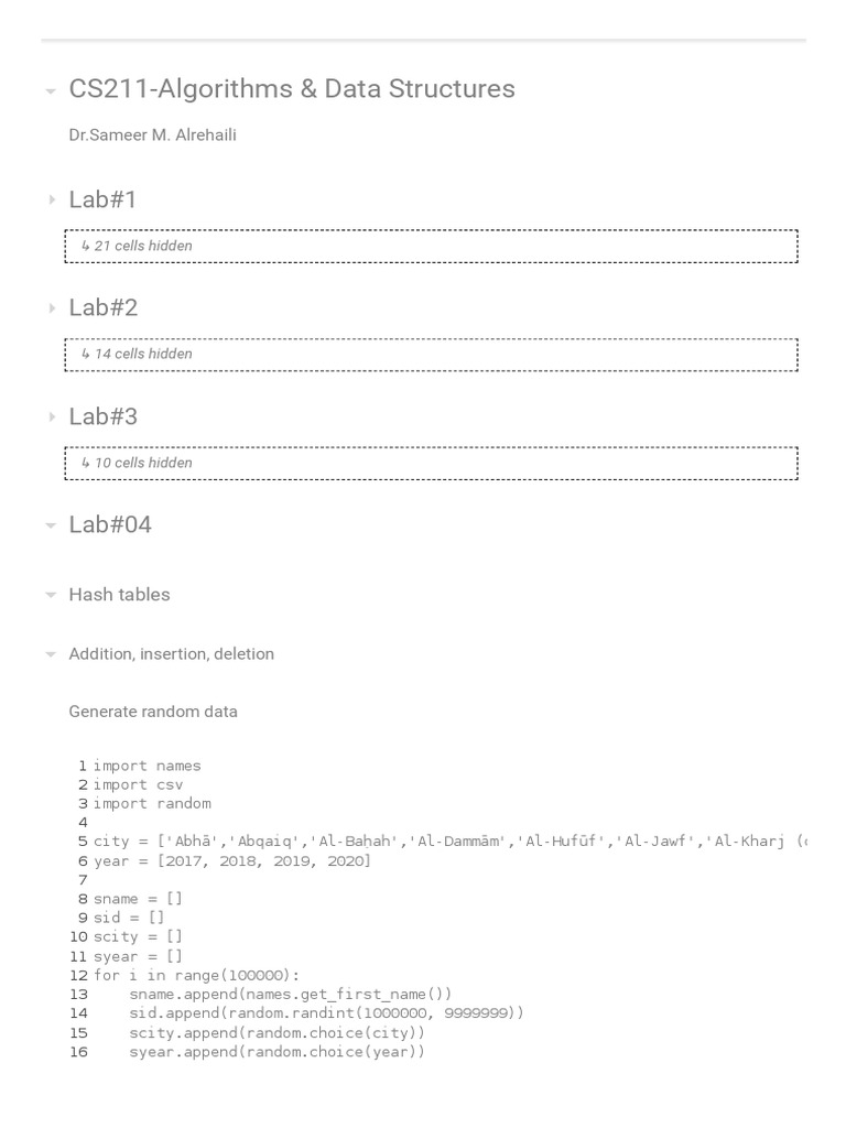 CS211-Algorithms & Data Structures: DR - Sameer M. Alrehaili | PDF | Data Management | Software
