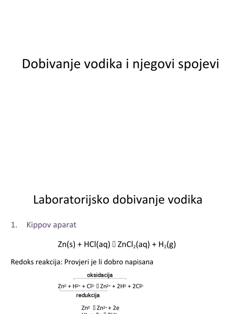 Dobivanje Vodika I Njegovi Spojevi | PDF