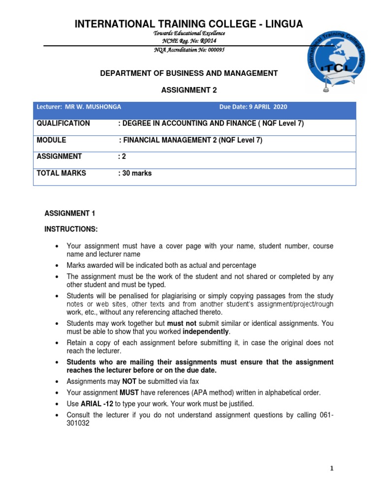 Financial Management 2 Assignment 02 | PDF | Business