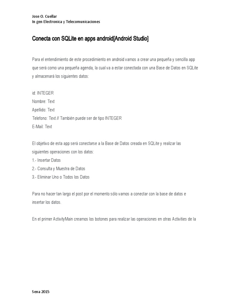 Conecta Con SQLite en Apps Android | PDF | Programación de computadoras ...