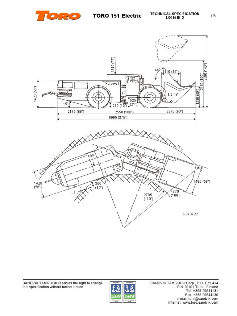 TORO 151 Electric: Technical Specification L00151E-2 1/3 | Download ...