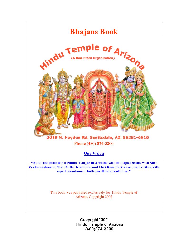 Bhajans Book: Hindu Temple of Arizona (480) 874-3200 | PDF | Hindu ...