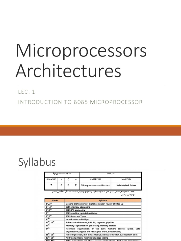 Microprocessors Architectures: LEC. 1 Introduction To 8085 Microprocessor | PDF | Central ...
