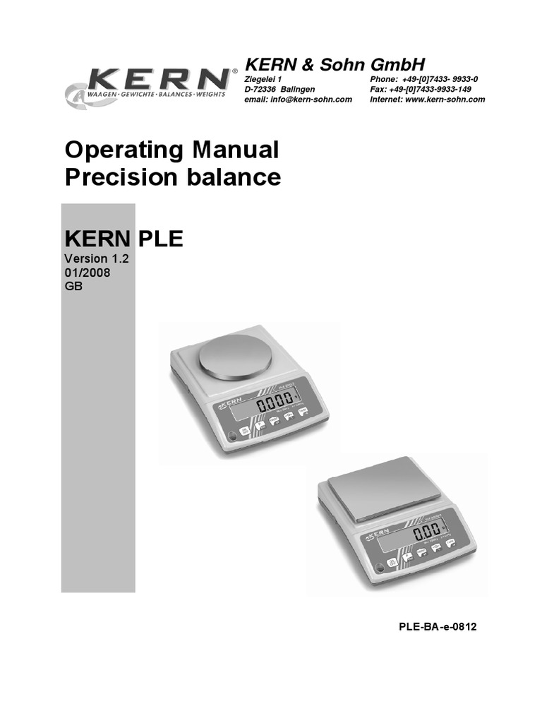 Kern PLE - User Manual | PDF | Weighing Scale | Weight