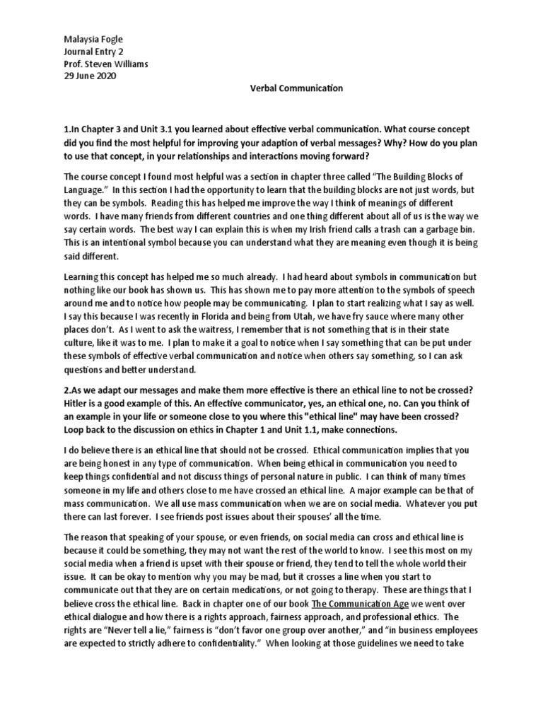 Journal Entry 2 | PDF | Symbols | Communication