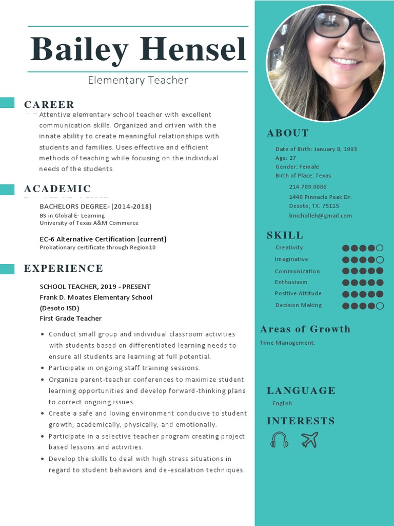 Bailey Resume 2020 | PDF | Teachers | Action (Philosophy)