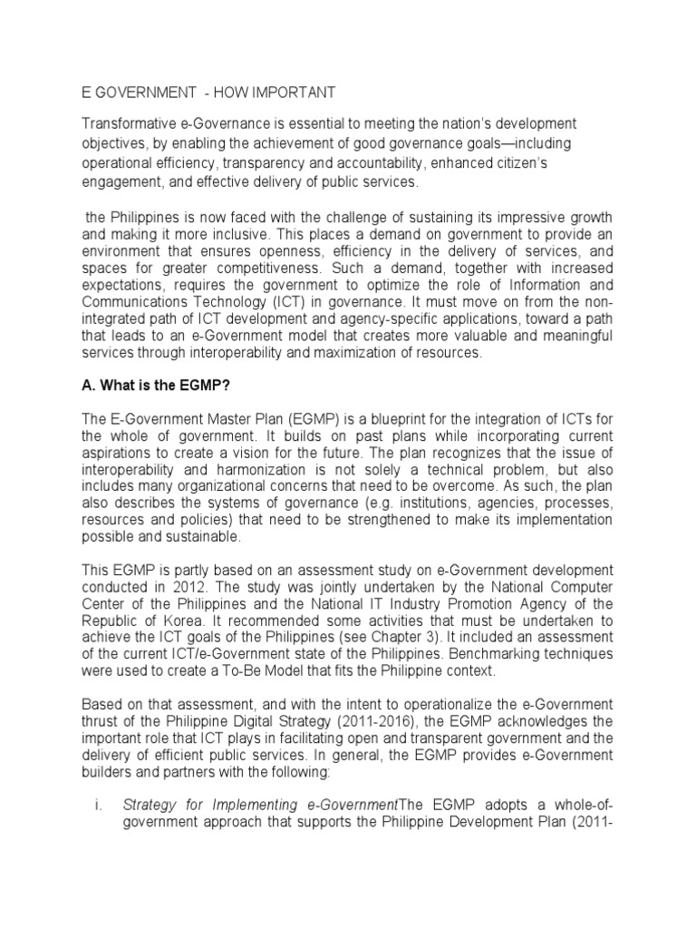 A. What Is The Egmp?: Strategy For Implementing E-Governmentthe Egmp Adopts A Whole-Of | PDF | E ...