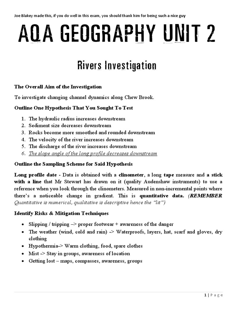 Geography Rivers Investigation | PDF | Business