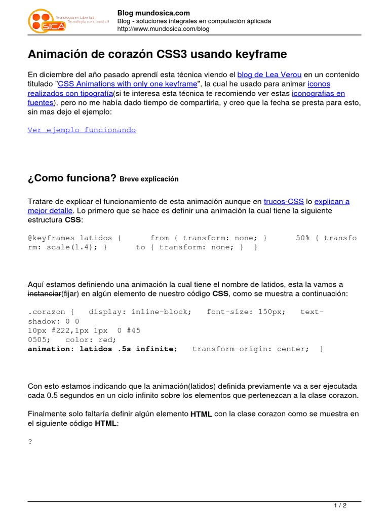 Animación Corazón CSS3 con Keyframes | PDF | Hojas de estilo en cascada ...