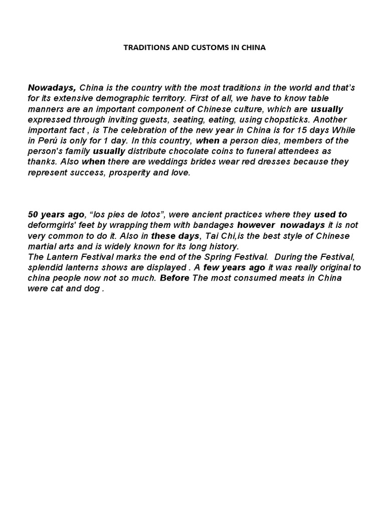 Traditions and Customs in China | PDF