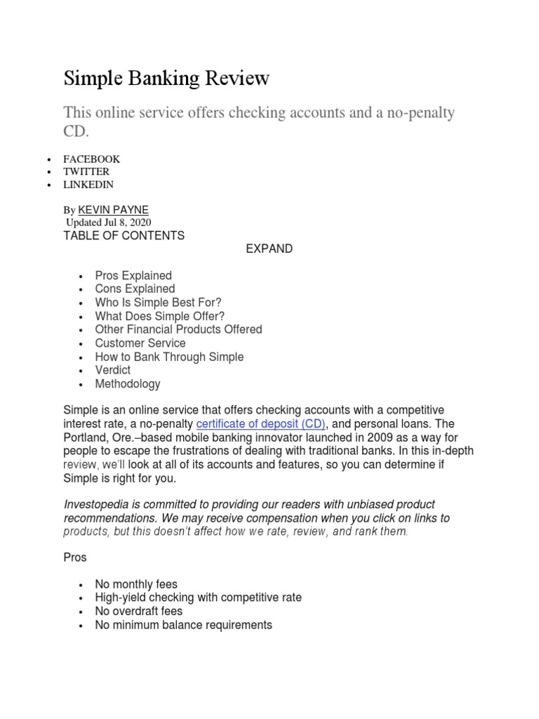 Simple Banking Review | Download Free PDF | Transaction Account | Overdraft