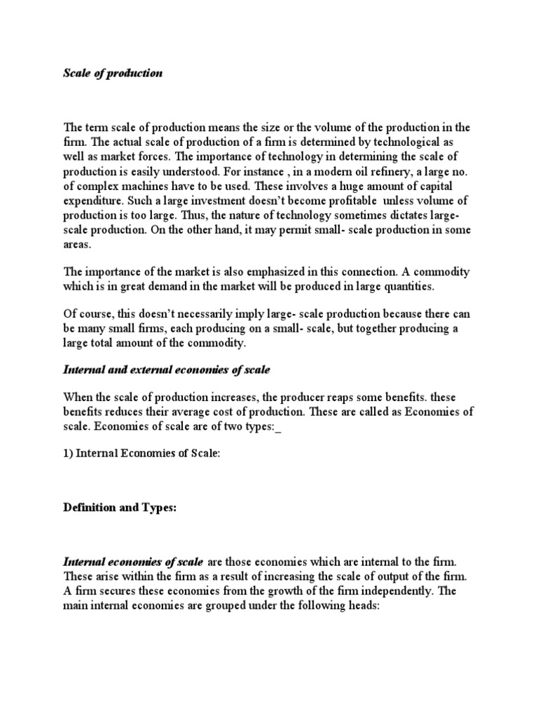 Scale of Production | PDF | Economies Of Scale | Average Cost